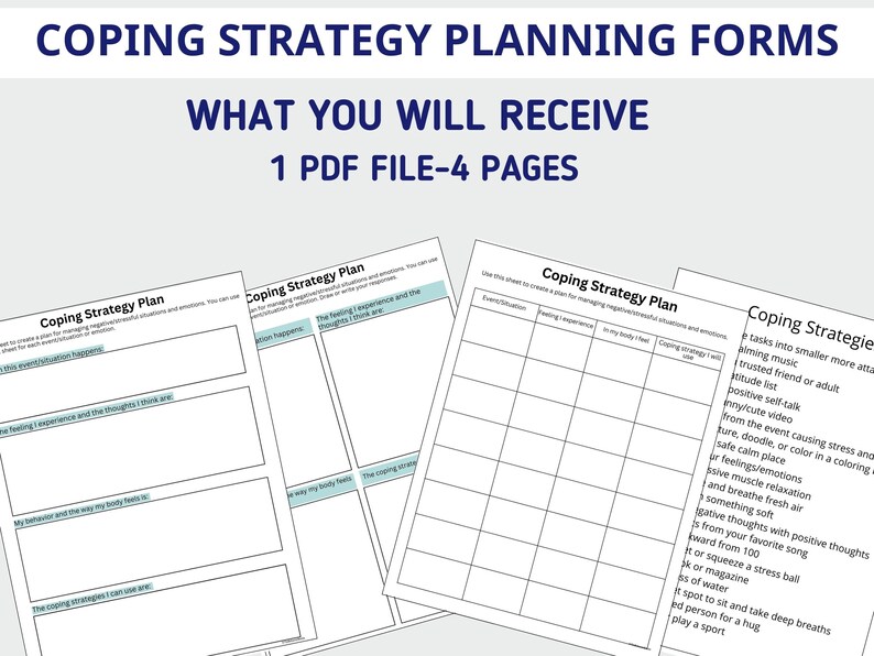 Coping Skills Worksheet: Strategies Planning Form (digital Download) - Etsy