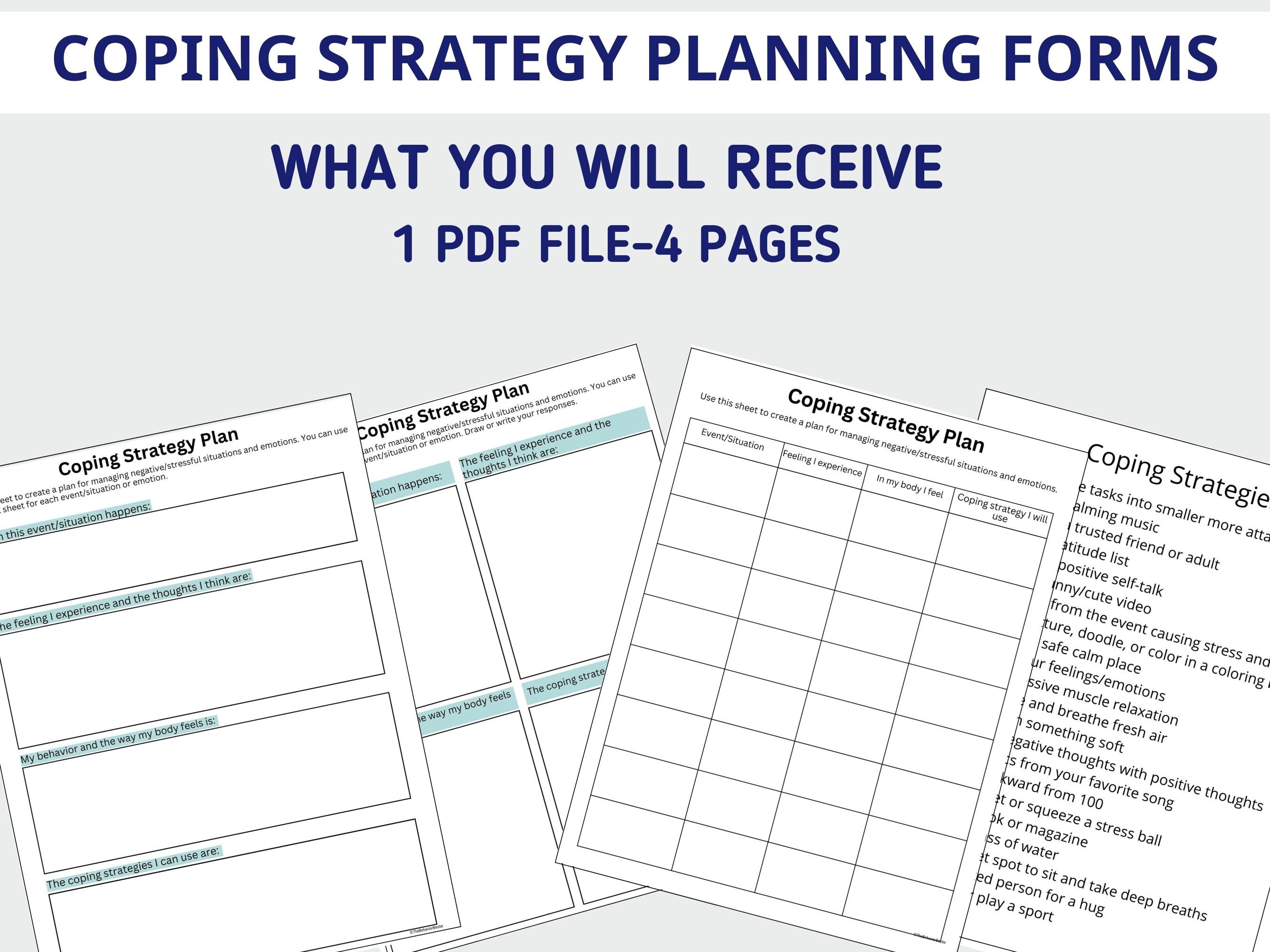 Coping Skills Worksheet: Strategies Planning Form (digital Download) - Etsy