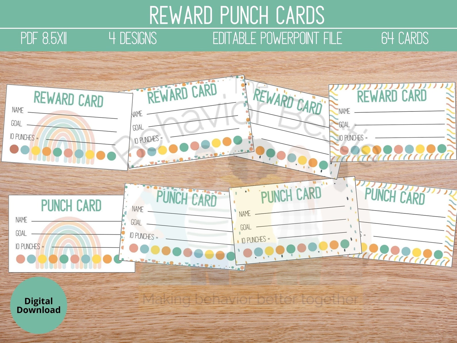 Reward Punch Card Editable Punch Card Classroom Management - Etsy