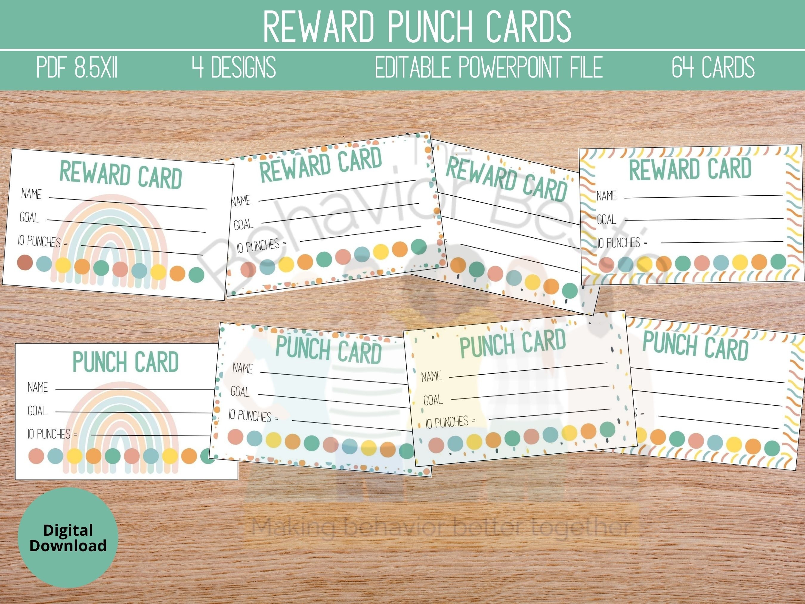 Editable Reward Punch Card: Classroom & Home Behavior (digital Download ...