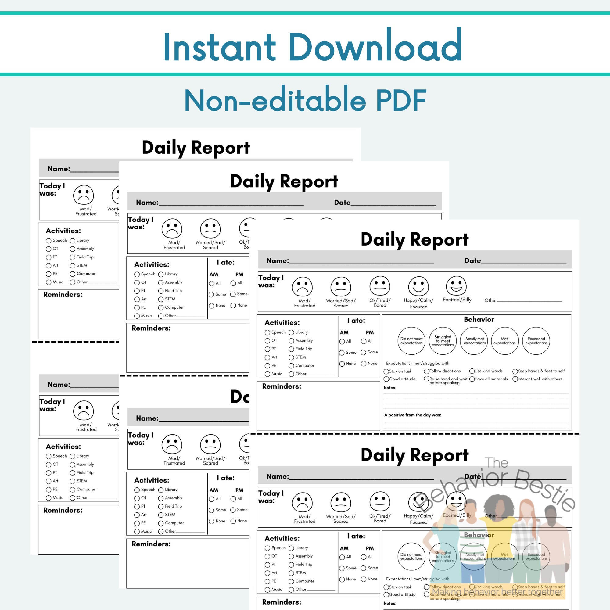 Editable Teacher Daily Report: Parent Communication (PDF Download) - Etsy