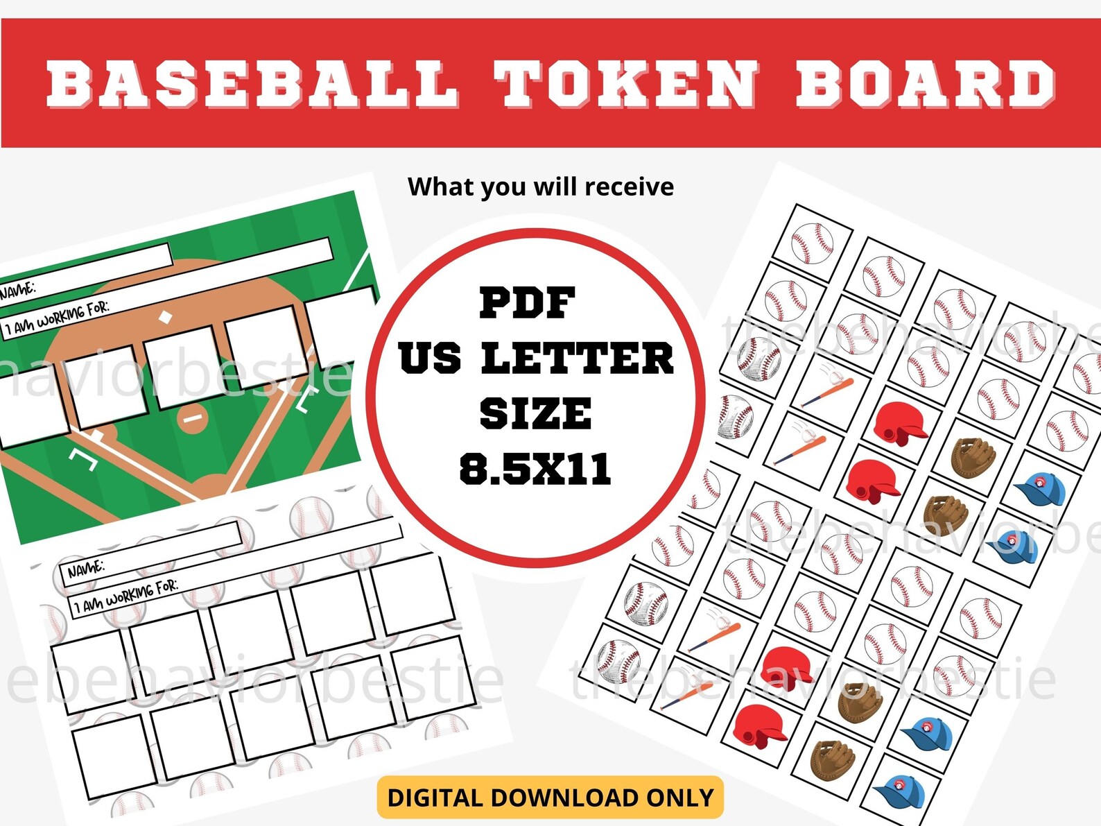 Baseball Sticker Chart/baseball Reward Chart/ Printable Baseball Token ...