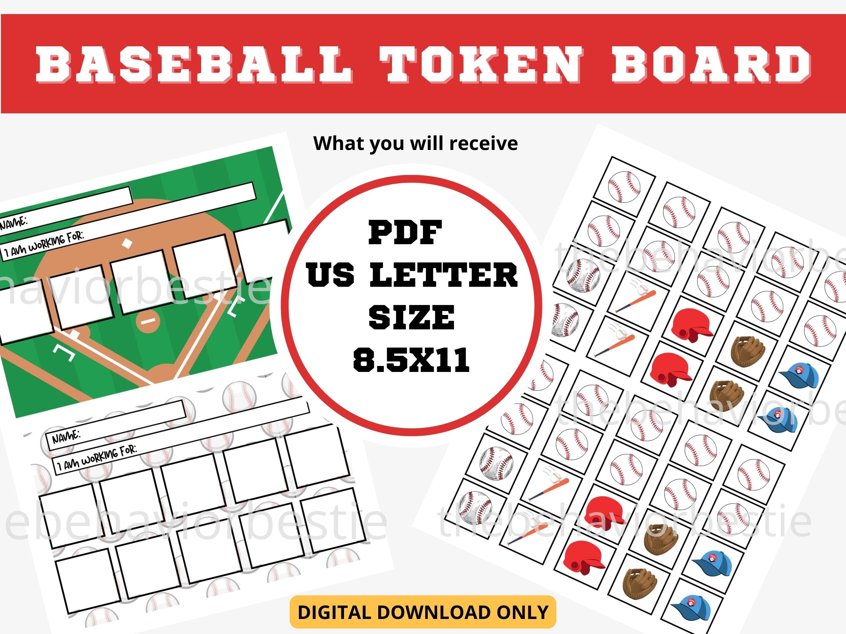 Baseball Sticker Chart/baseball Reward Chart/ Printable Baseball Token ...