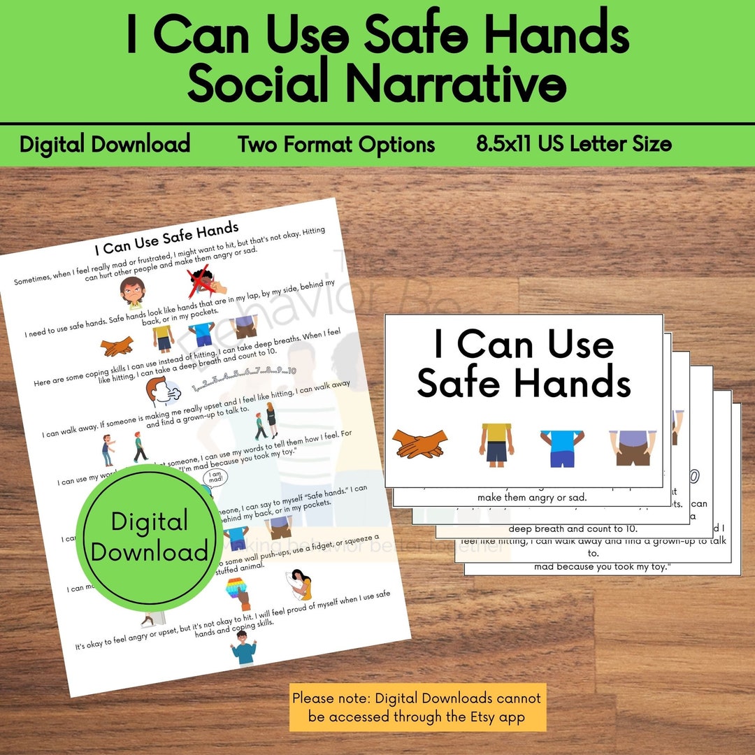 I Can Use Safe Hands, Social Narrative for Hitting, Teach Self Control ...