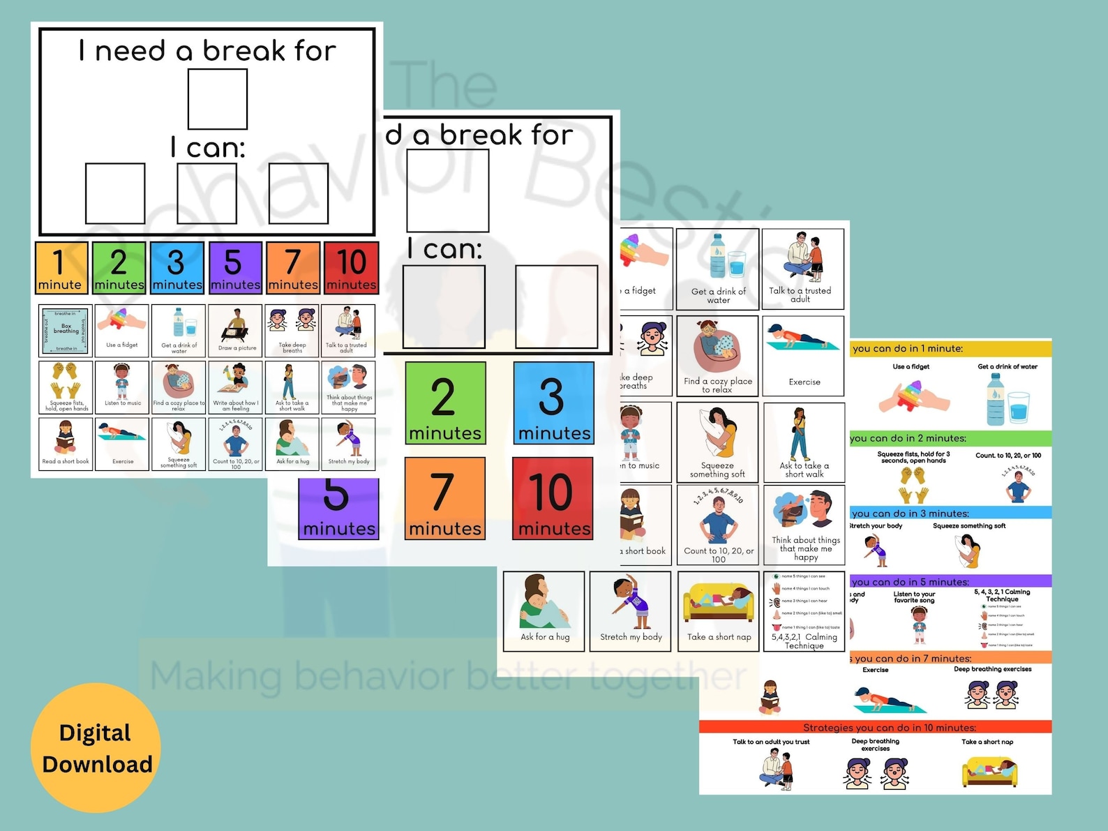 I Need a Break Visual: Self-regulation Cards for Kids (PDF Download) - Etsy