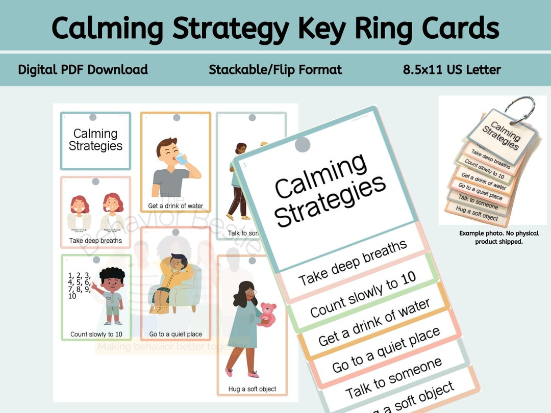 Calming Strategy Cue Cards Behavior Cue Cards Calming Strategies Coping ...