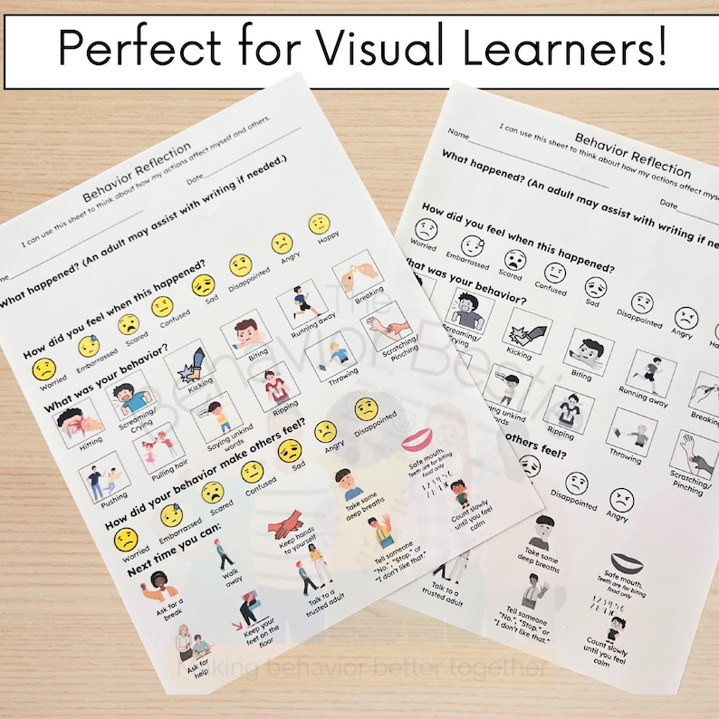 Elementary Behavior Reflection Sheets: Kid-friendly Think Sheet ...