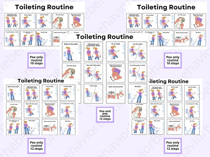 Printable Girl Potty Routine Visual Toileting Routine Bathroom Visual ...