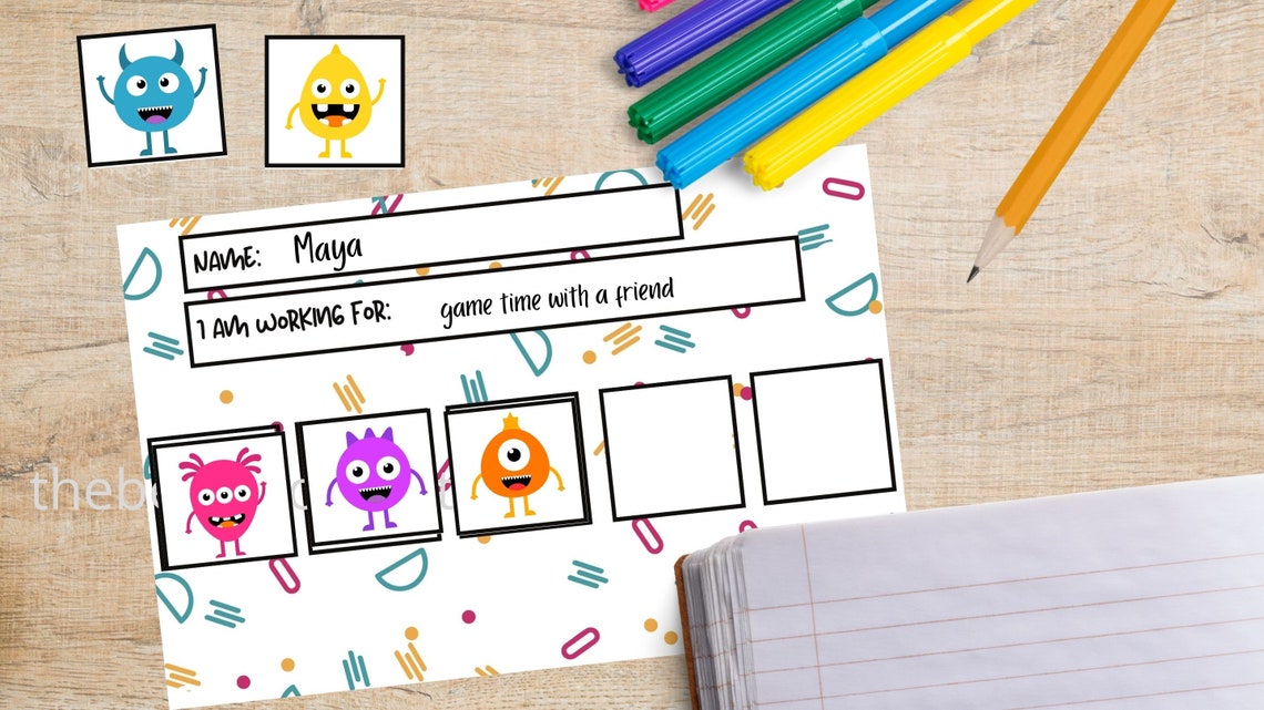 Cute Monsters Token Board/digital Reward Chart/instant Download Token ...