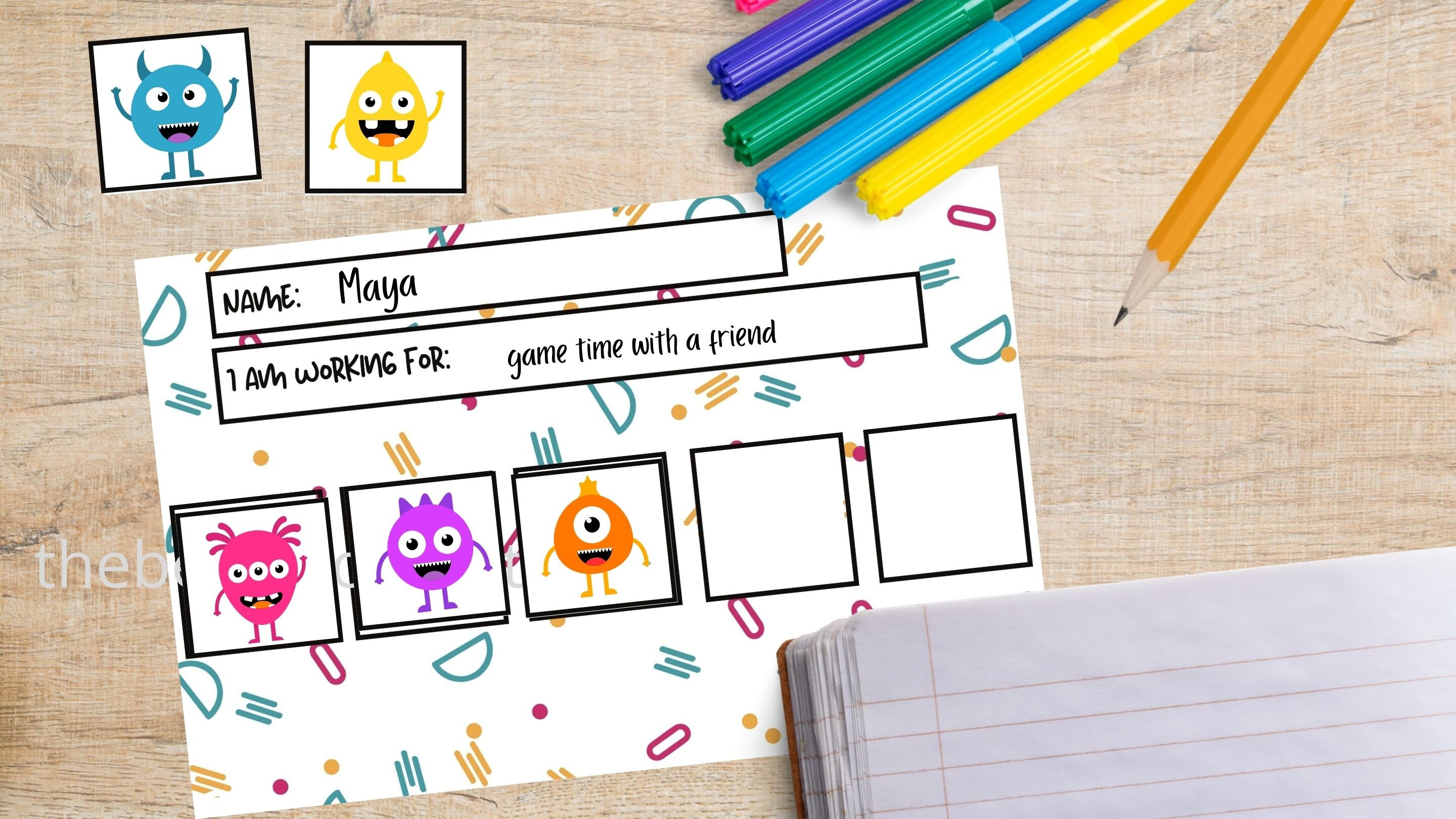 Cute Monsters Token Board/digital Reward Chart/instant - Etsy