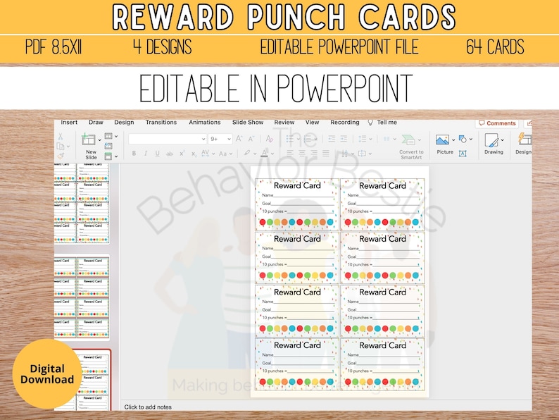 Editable Classroom Reward Punch Card: Positive Behavior (digital ...