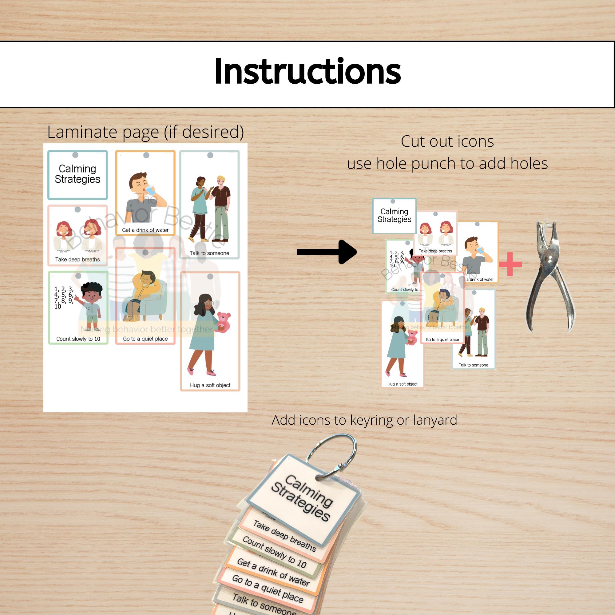 Printable Behavior Cue Cards: Calming Strategies, Classroom Management ...