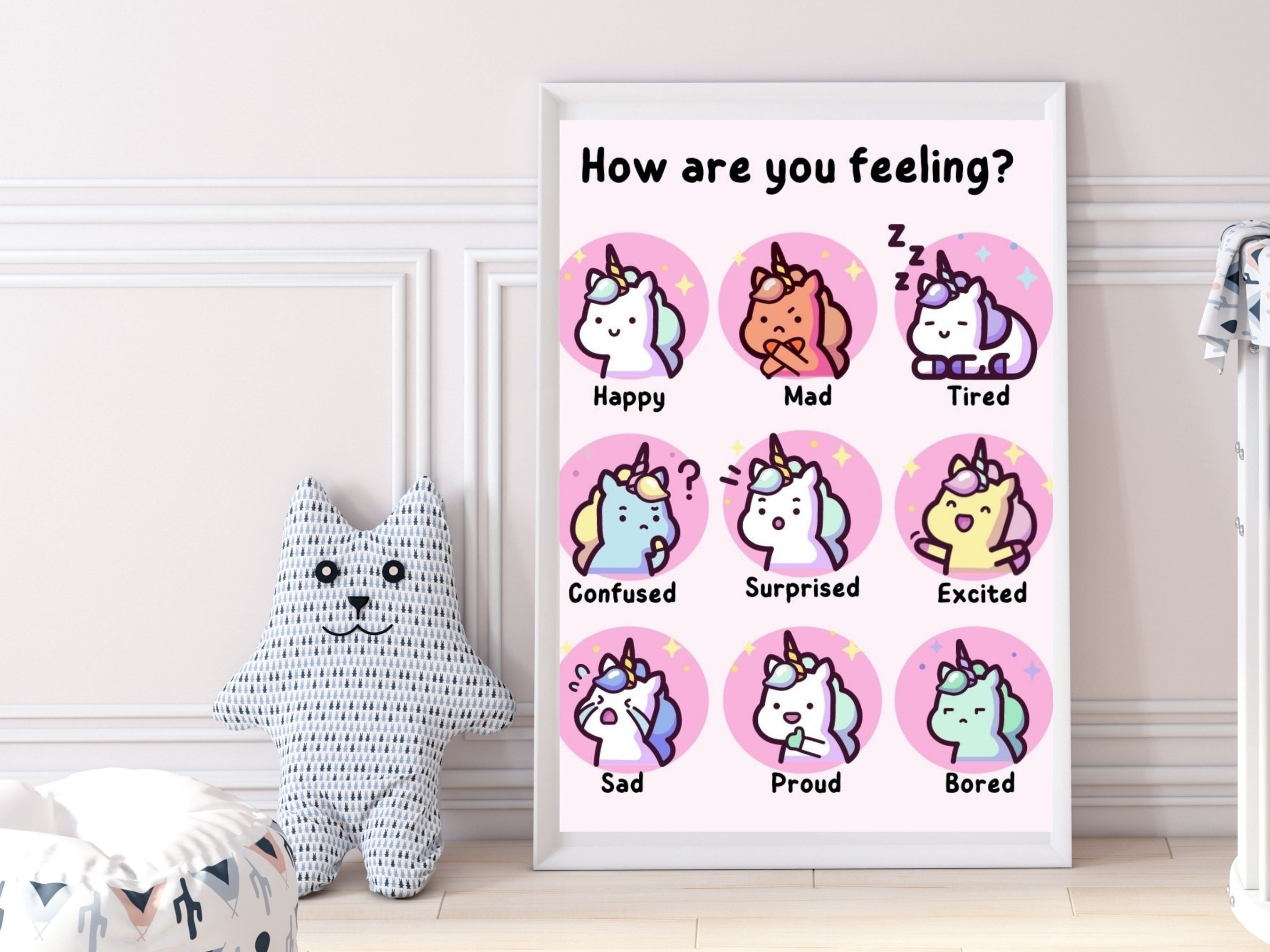 Unicorn Feelings Chart: Educational Emotions Print (digital Download ...