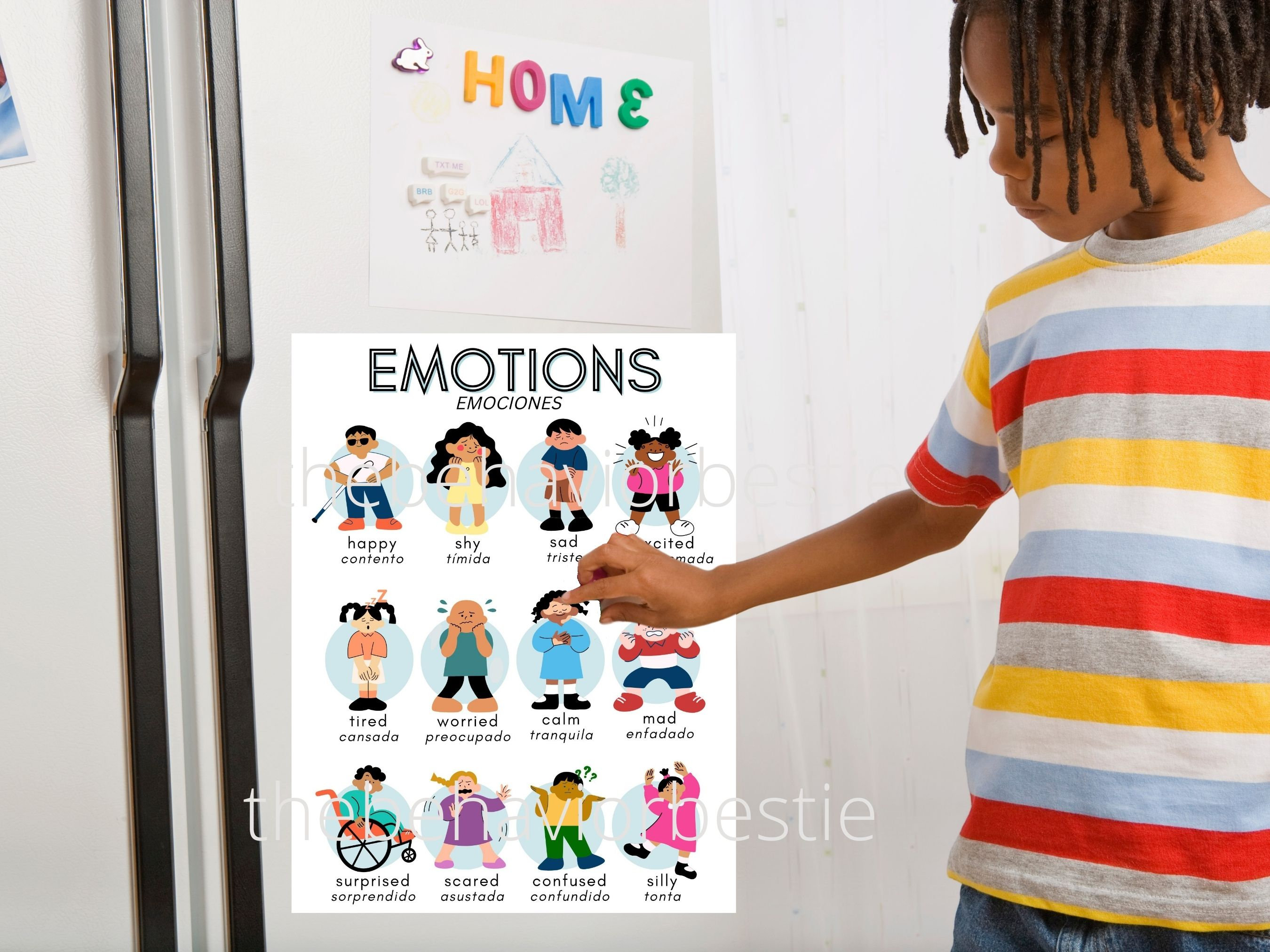 Bilingual SPANISH-ENGLISH Emotions Poster Digital Feelings Chart ...