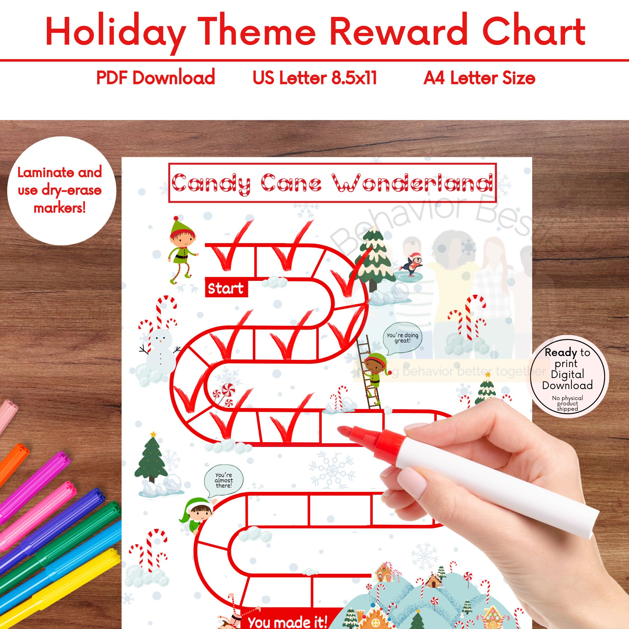 Reward Chart, Christmas Printable, Behavior Chart Download for Kids ...