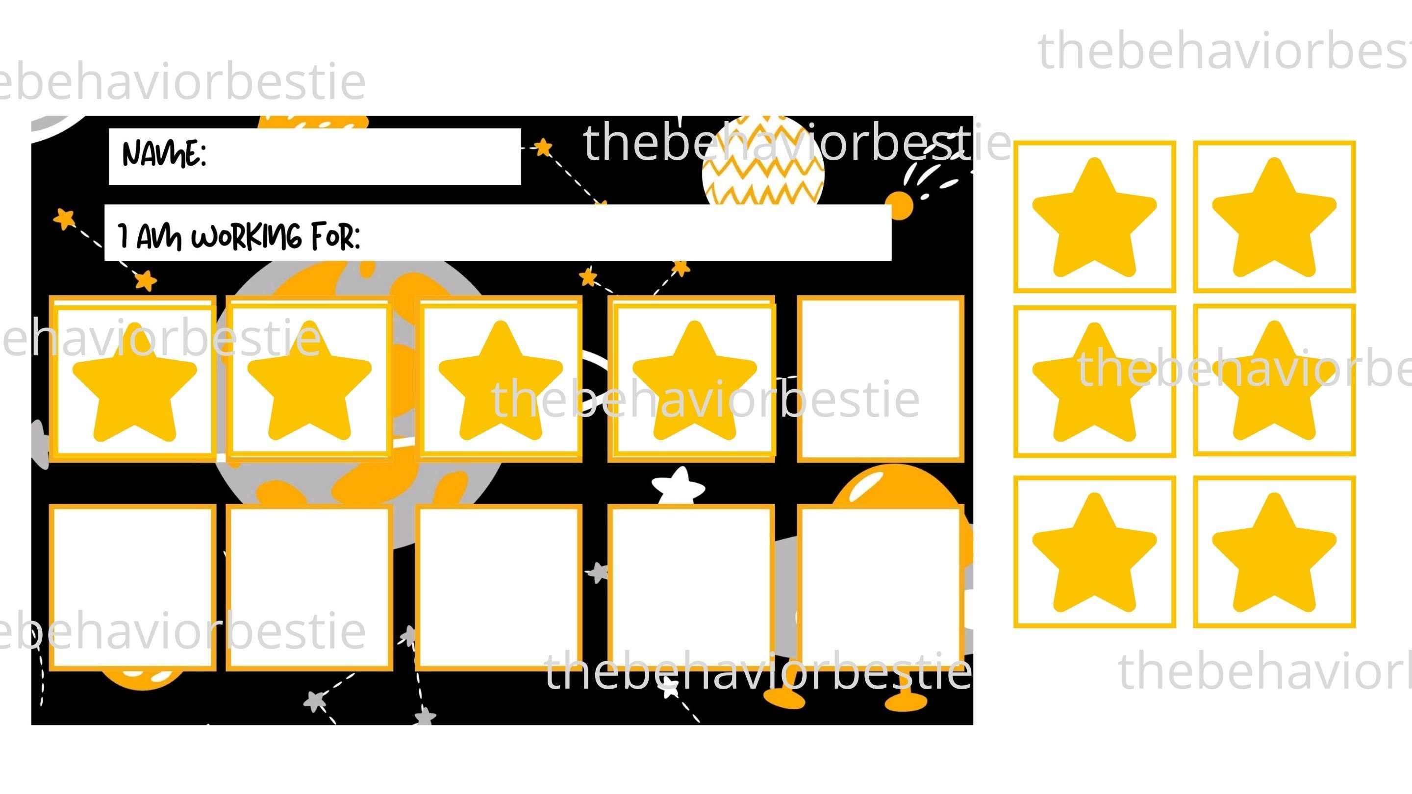 Space Token Board/digital Reward Chart/instant Download Token Board ...