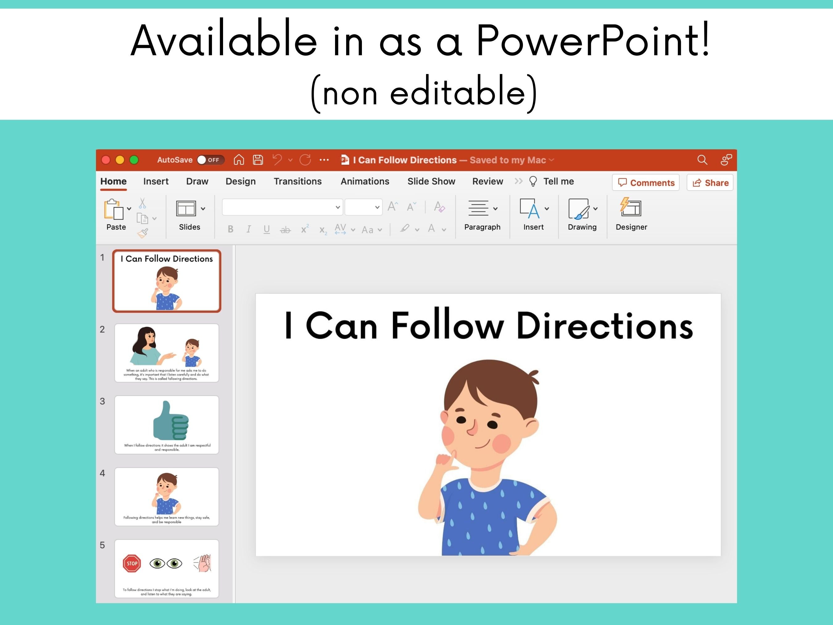 I Can Follow Directions Digital/printable Social Narrative I Can Follow ...