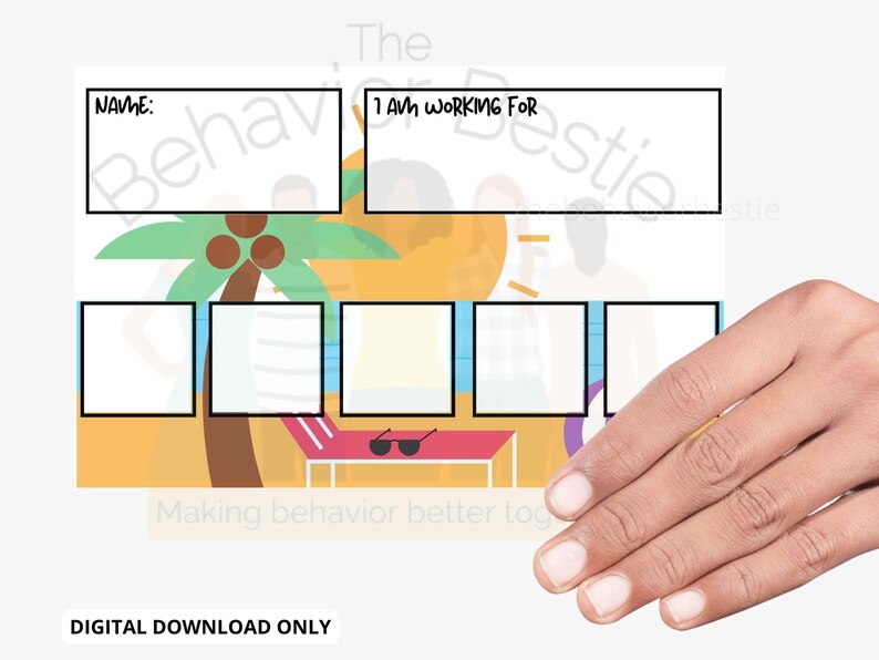 Printable Beach Themed Reward Token Chart Summer Sticker Chart Summer ...