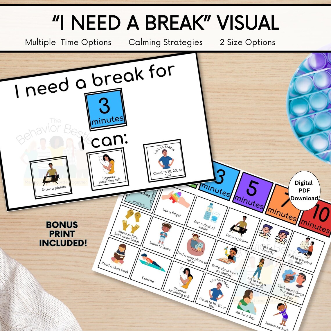 I Need a Break Visual: Self-regulation Cards for Kids (PDF Download) - Etsy