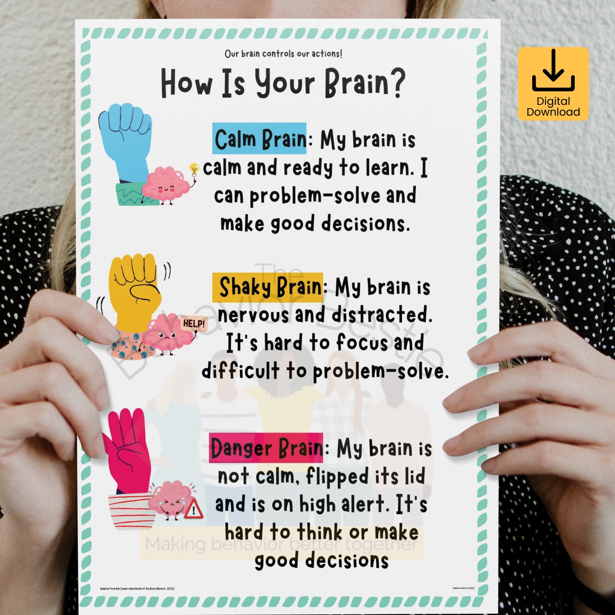 Printable Hand Model of the Brain, Upstairs and Downstairs Brain ...