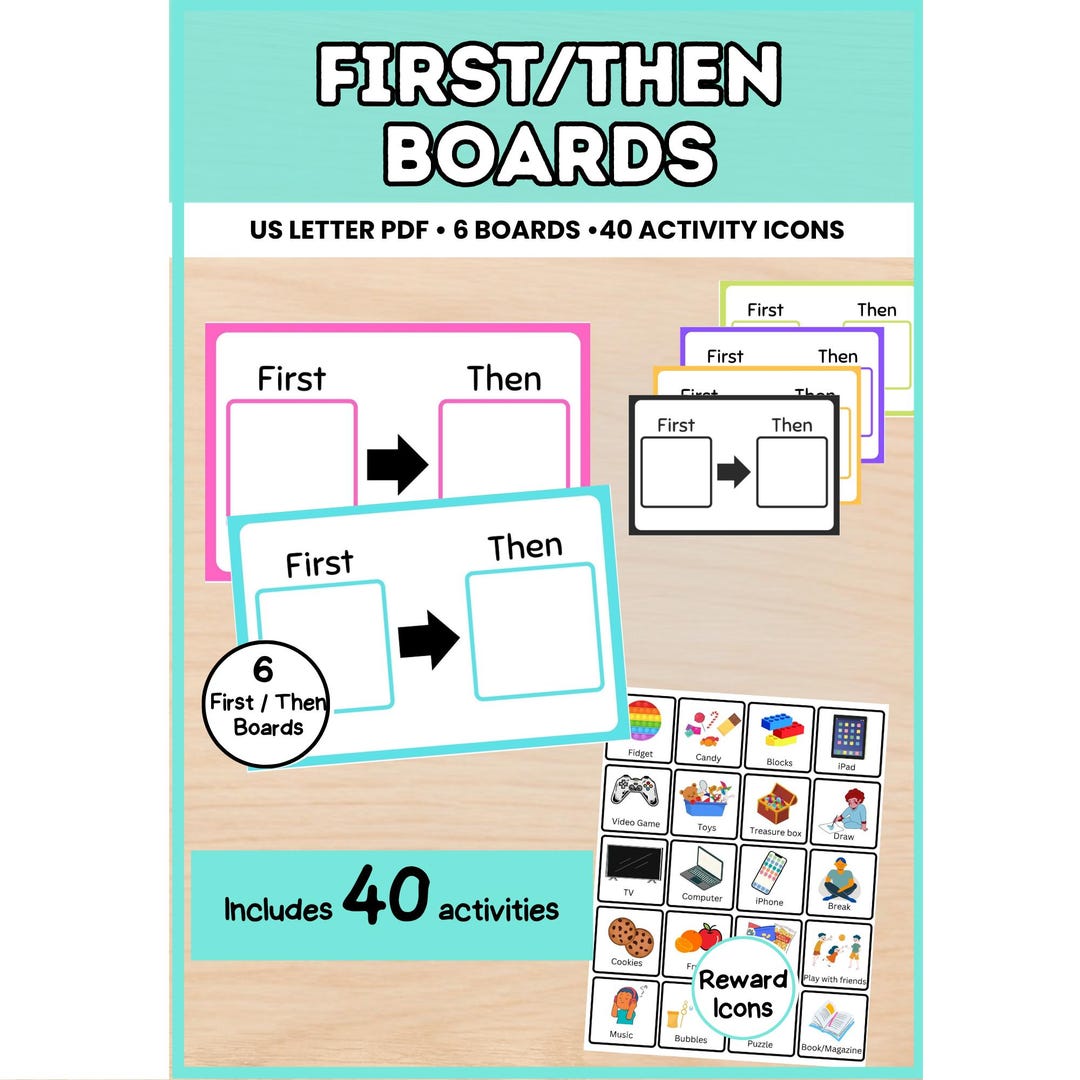 First Then Board: Visual Schedule With Activity Icons (PDF Download) - Etsy