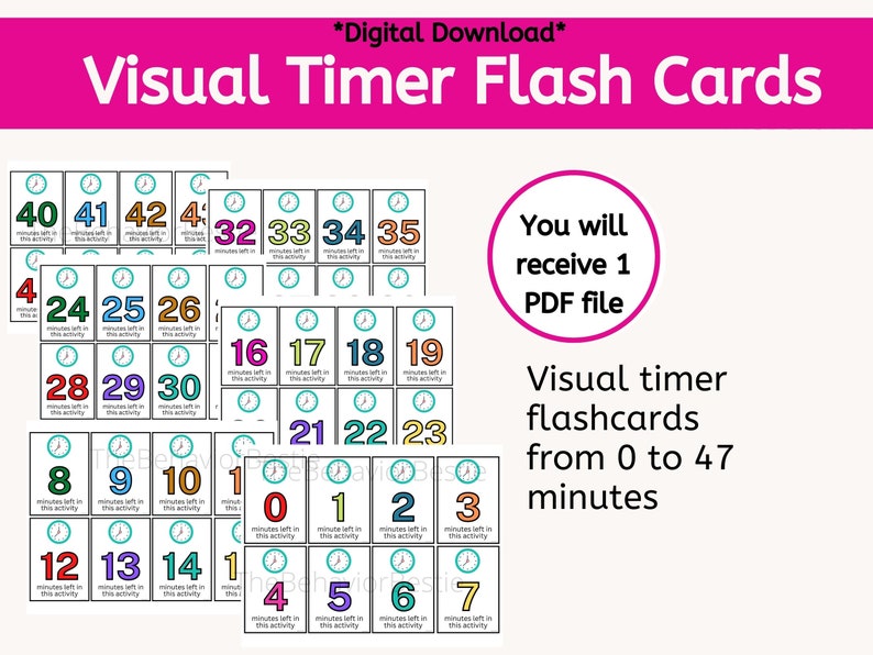 Visual Timer Countdown Flashcards Visual Timer Cards Countdown Cards Transition Cards Behavior