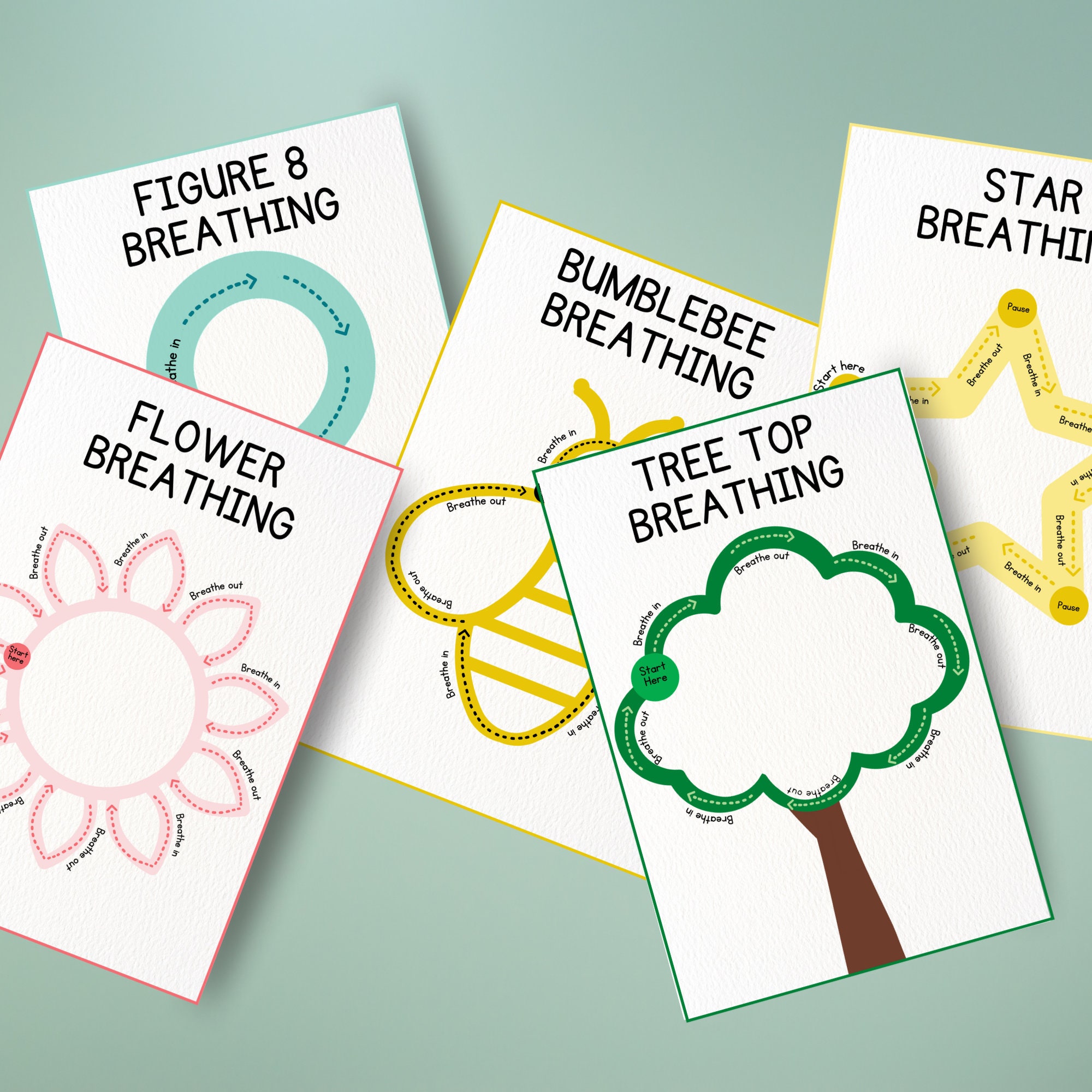 Breathing Cards for Kids Shapes Breathing Cards for Calm Down - Etsy