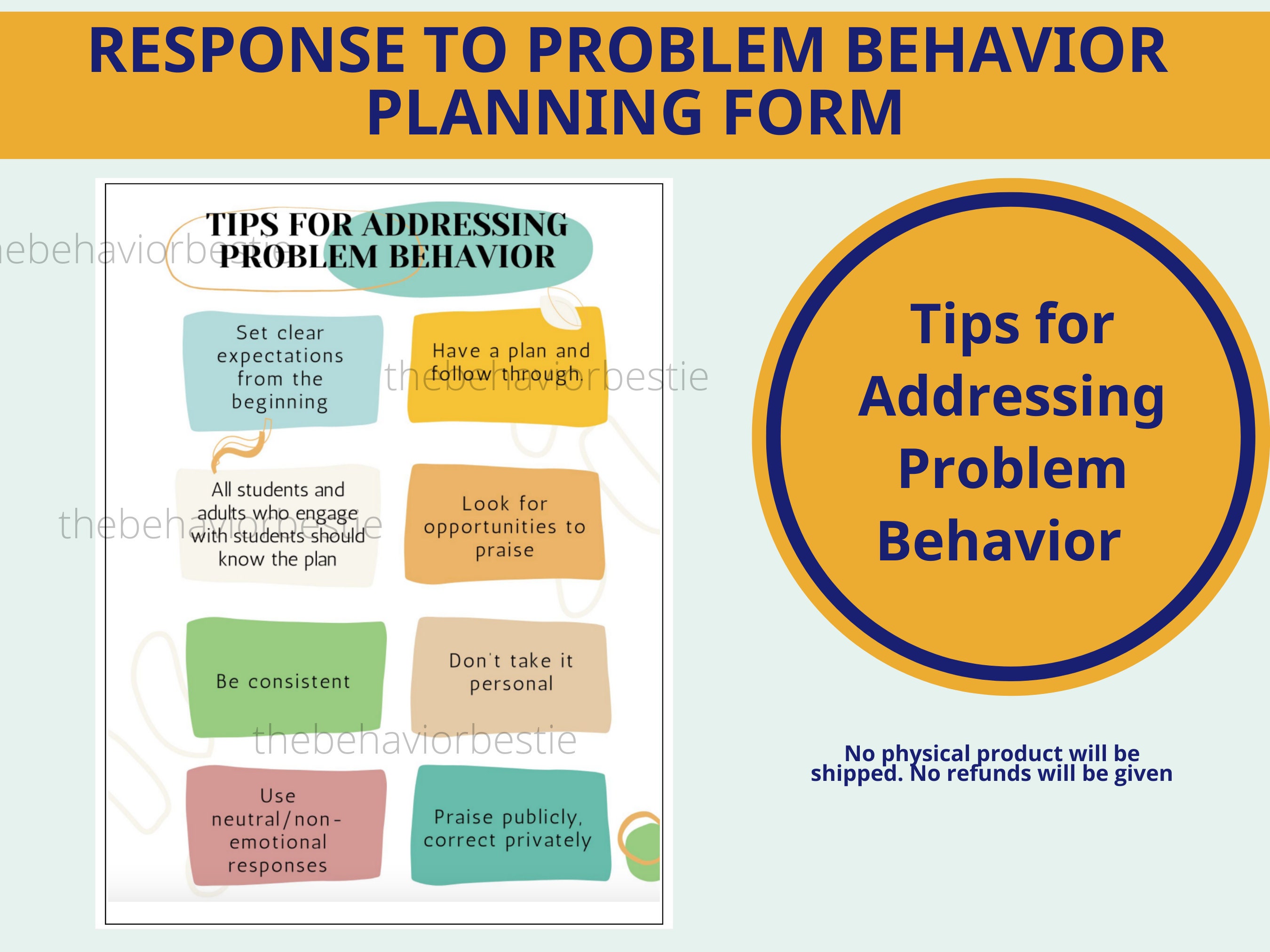 Problem Behavior Planning Form: Classroom Management (PDF & PPT) - Etsy