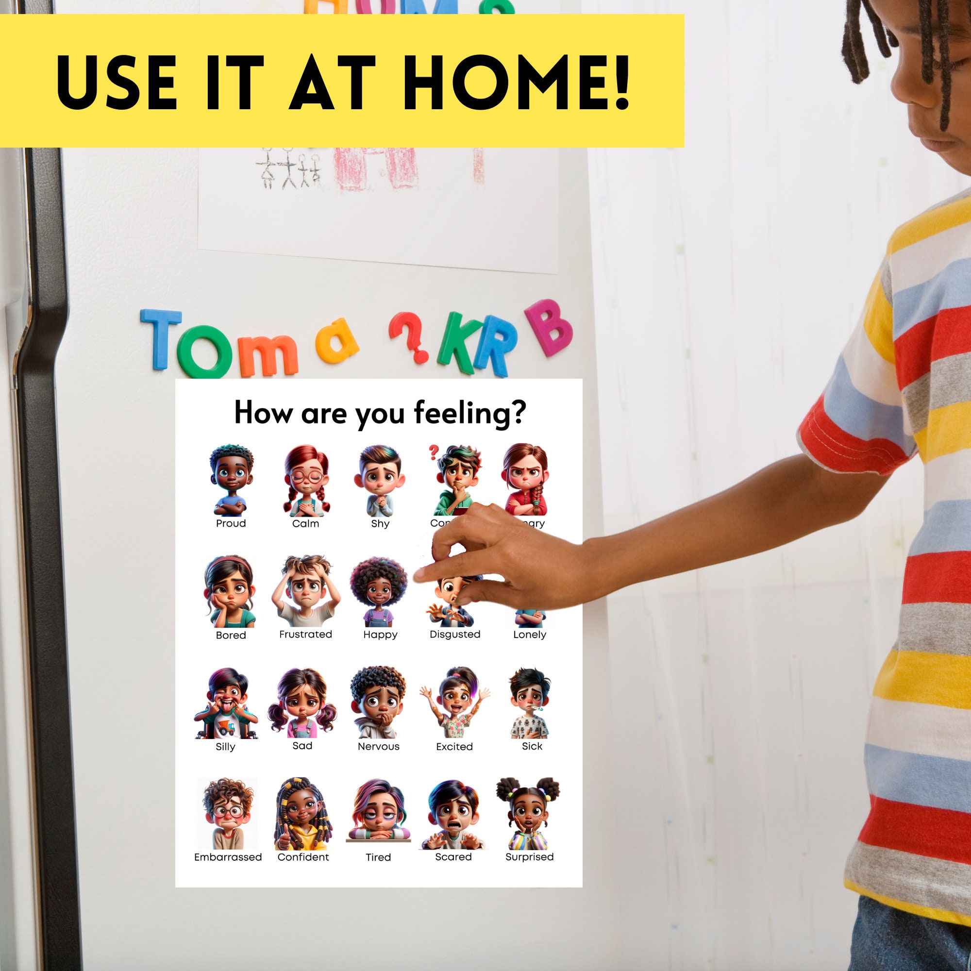 Feelings Chart Poster: Social Emotional Learning, Montessori Decor ...