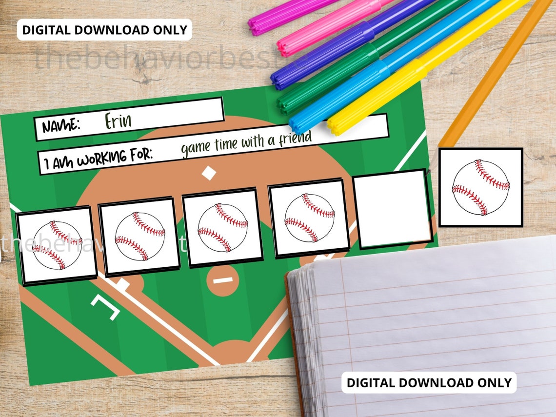 Printable Baseball Reward Chart: Sports Behavior Tracker (PDF) - Etsy