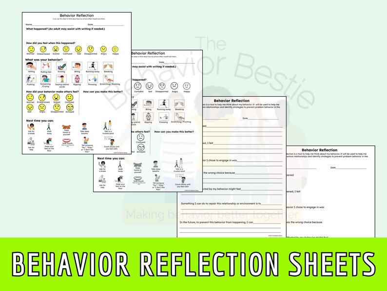 Elementary Behavior Reflection Sheets: Kid-friendly Think Sheet ...