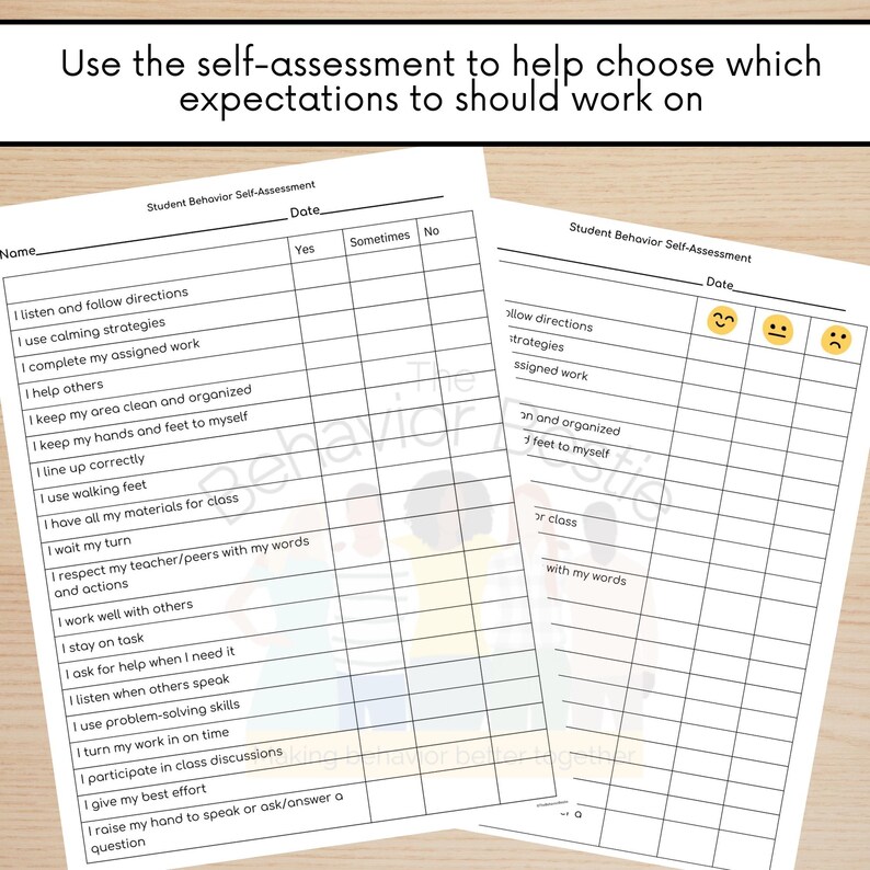 Classroom Behavior Chart: Positive Choices Checklist (PDF & PPT) - Etsy
