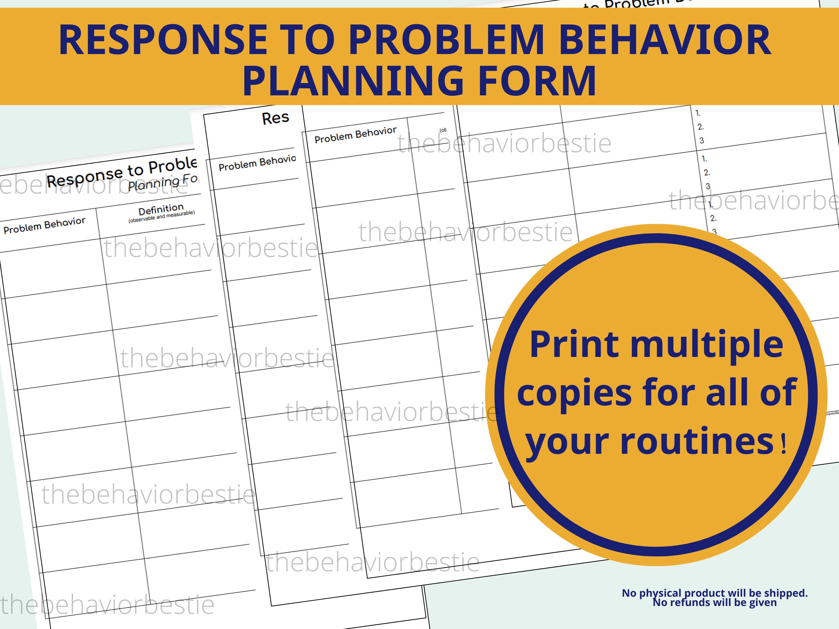 Problem Behavior Planning Form: Classroom Management (PDF & PPT) - Etsy