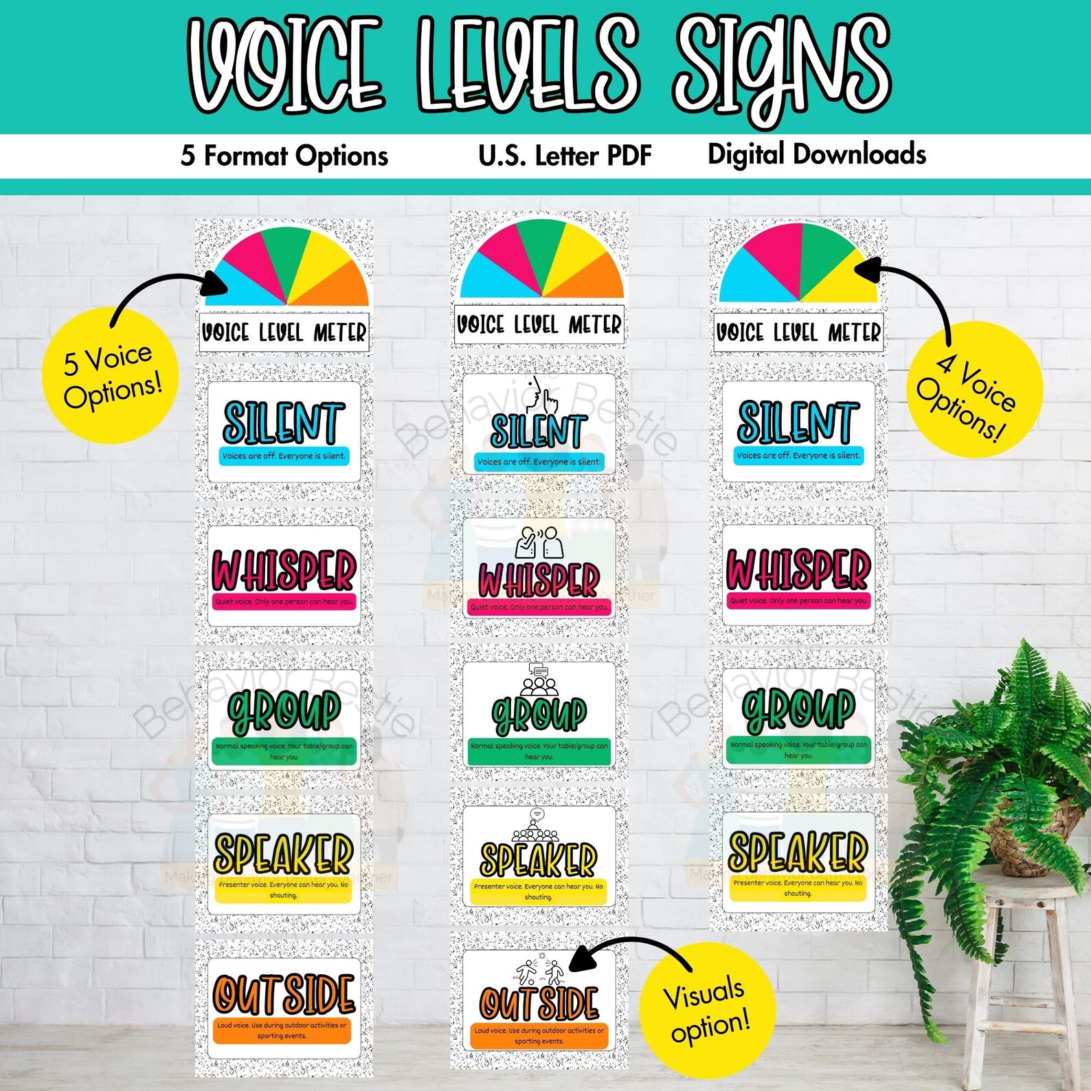 Classroom Voice Level Signs: Management Posters (digital Download) - Etsy