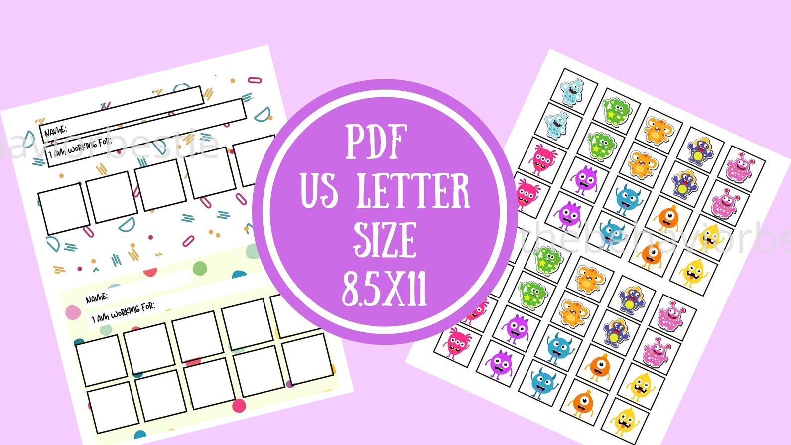 Cute Monsters Token Board/digital Reward Chart/instant Download Token ...