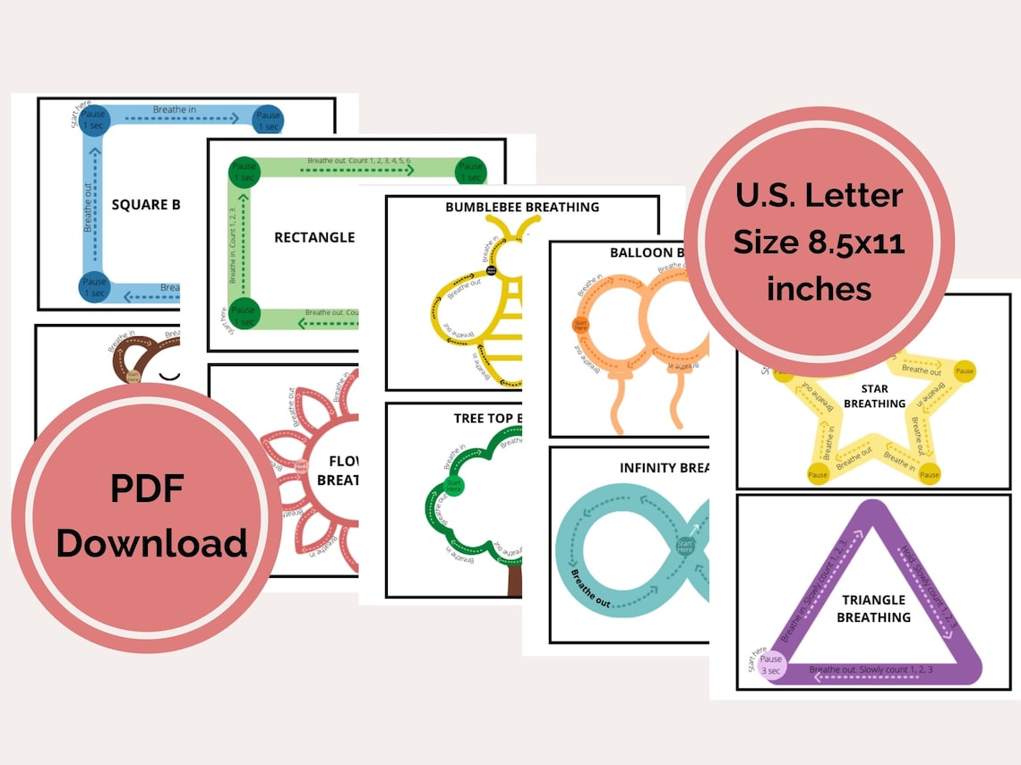 Calming Breathing Exercises Mindfulness Breathing Cards - Etsy