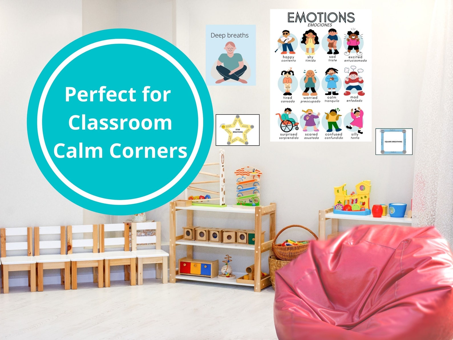 Bilingual SPANISH-ENGLISH Emotions Poster Digital Feelings Chart ...