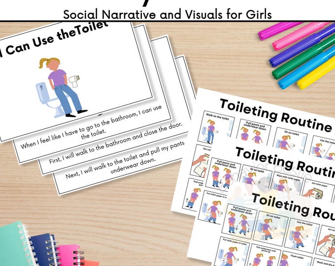 Step by Step Bathroom Routine and Potty Training Chart and Cards ...