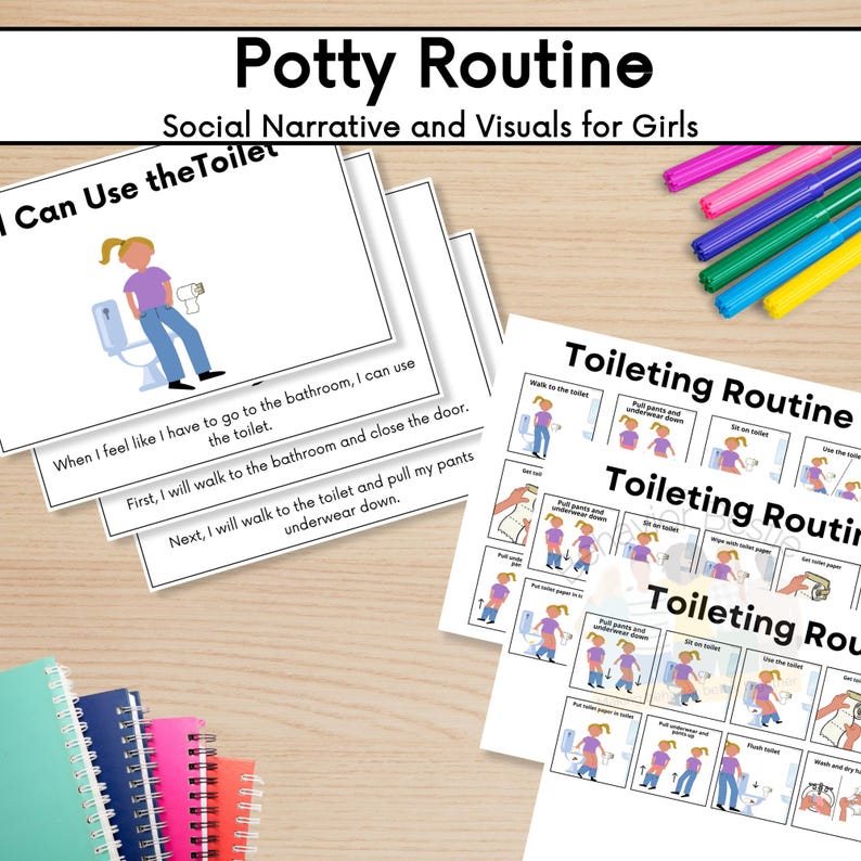 Printable Girl Potty Routine | Visual Toileting Routine | Bathroom ...