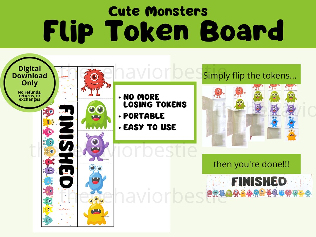 Printable Monsters Token Board Tokenless Token Board Flip - Etsy