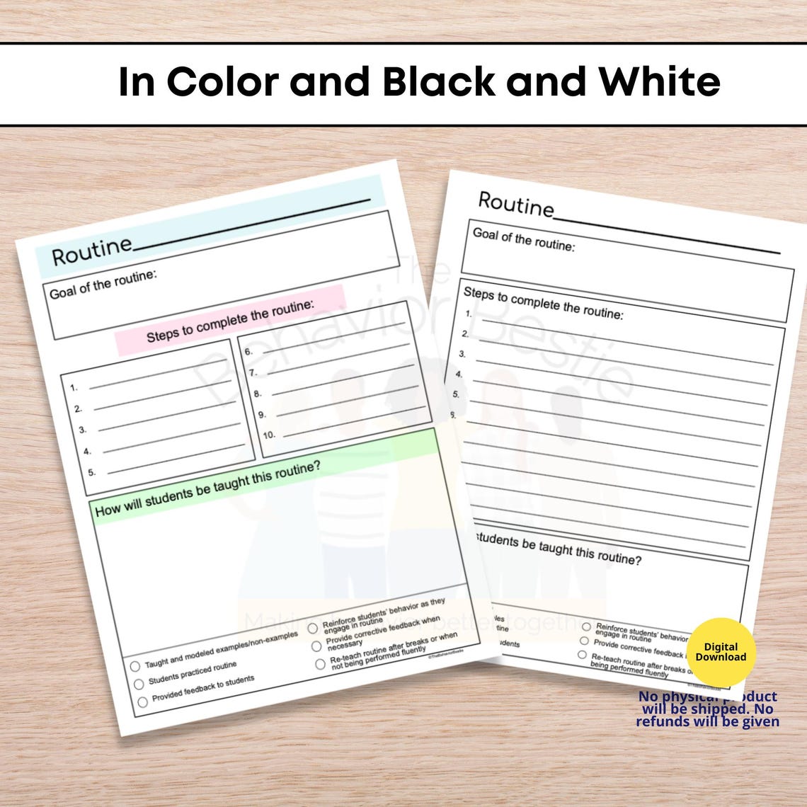 Classroom Routine Planning Form: Editable Templates (digital Download ...