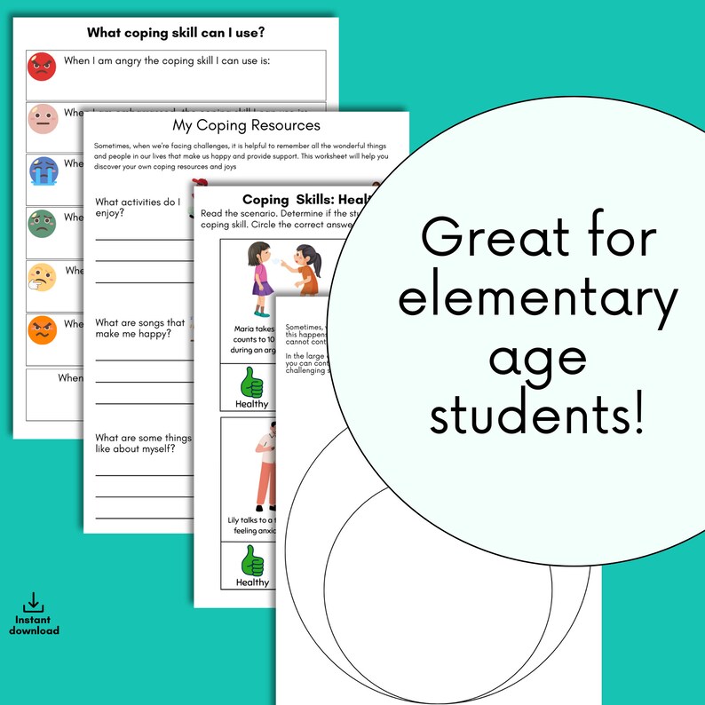 Coping Skills Activity Bundle for Elementary Kids Instant Digital PDF ...