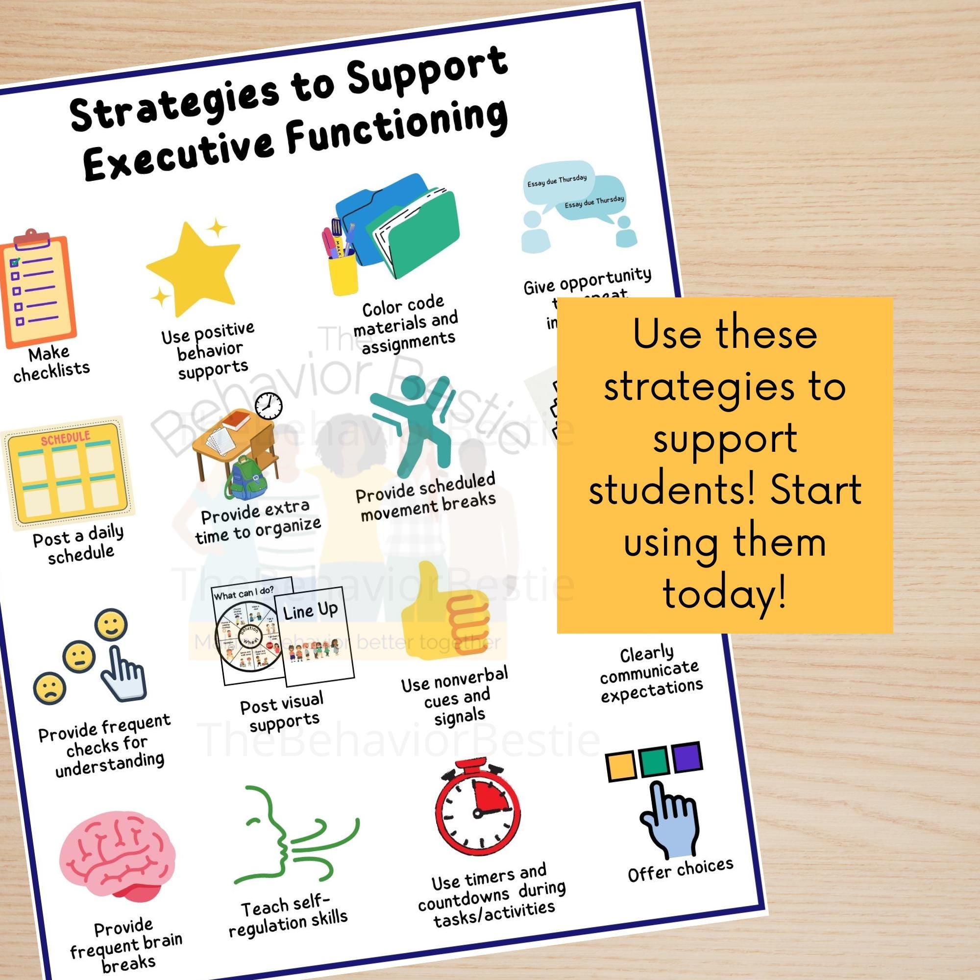 Executive Functioning Strategies Poster: Classroom Management (PDF ...