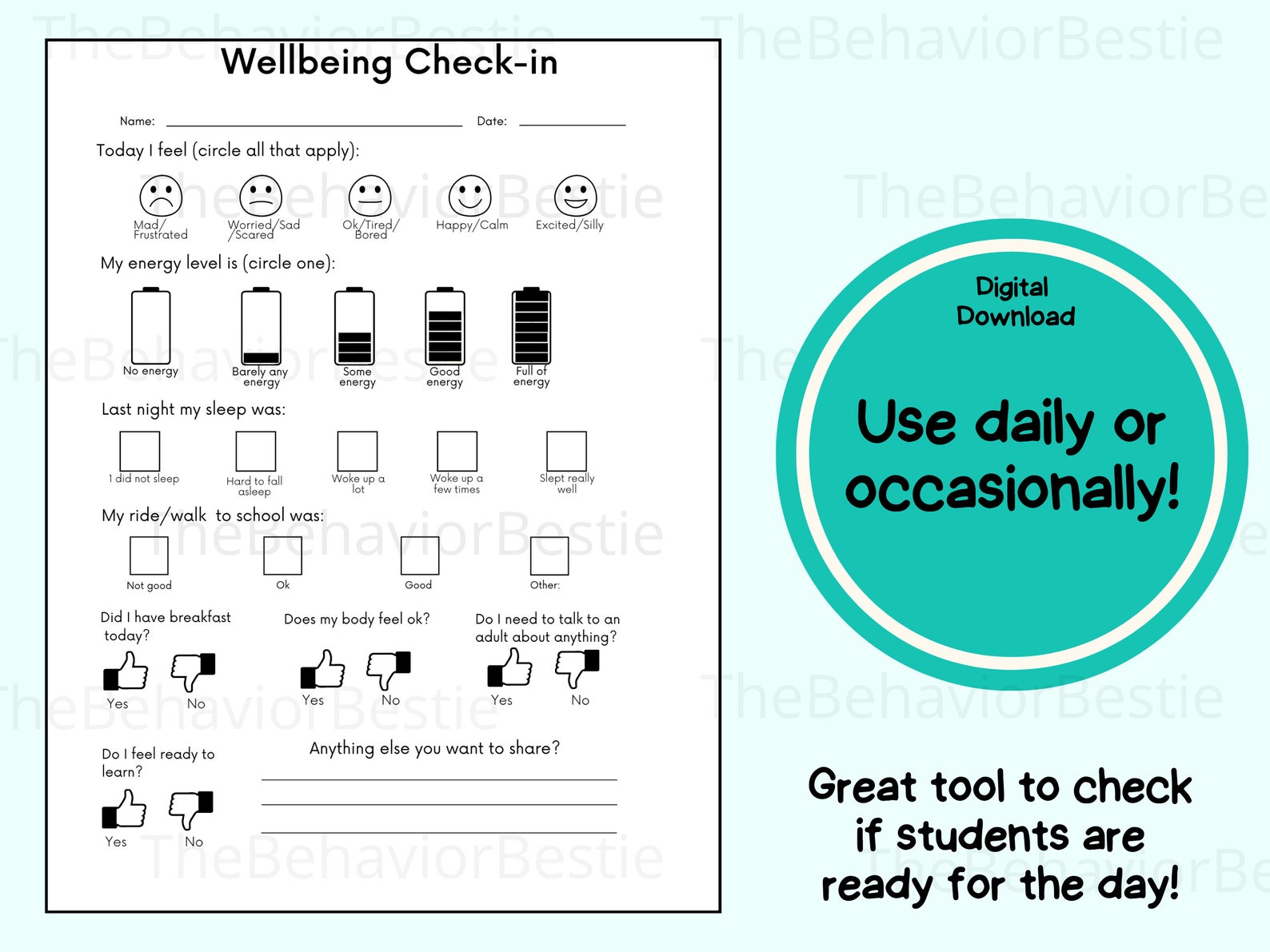Student Wellness Check-in Daily Student Check-in Wellbeing Check-in ...