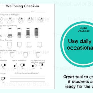 Student Wellbeing Check-in: Daily Emotions Sheet (PDF & PPT) - Etsy
