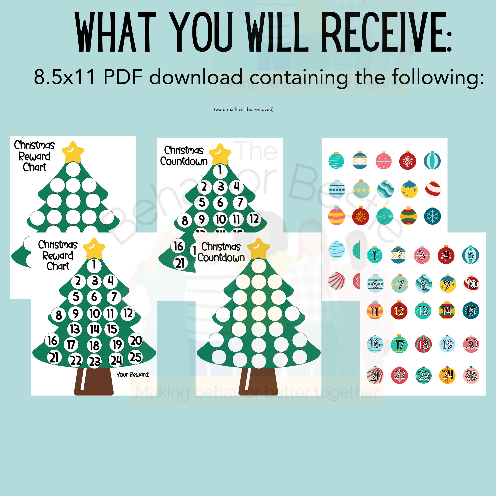 Christmas Reward Chart Printable Behavior Chart for (Instant Download ...
