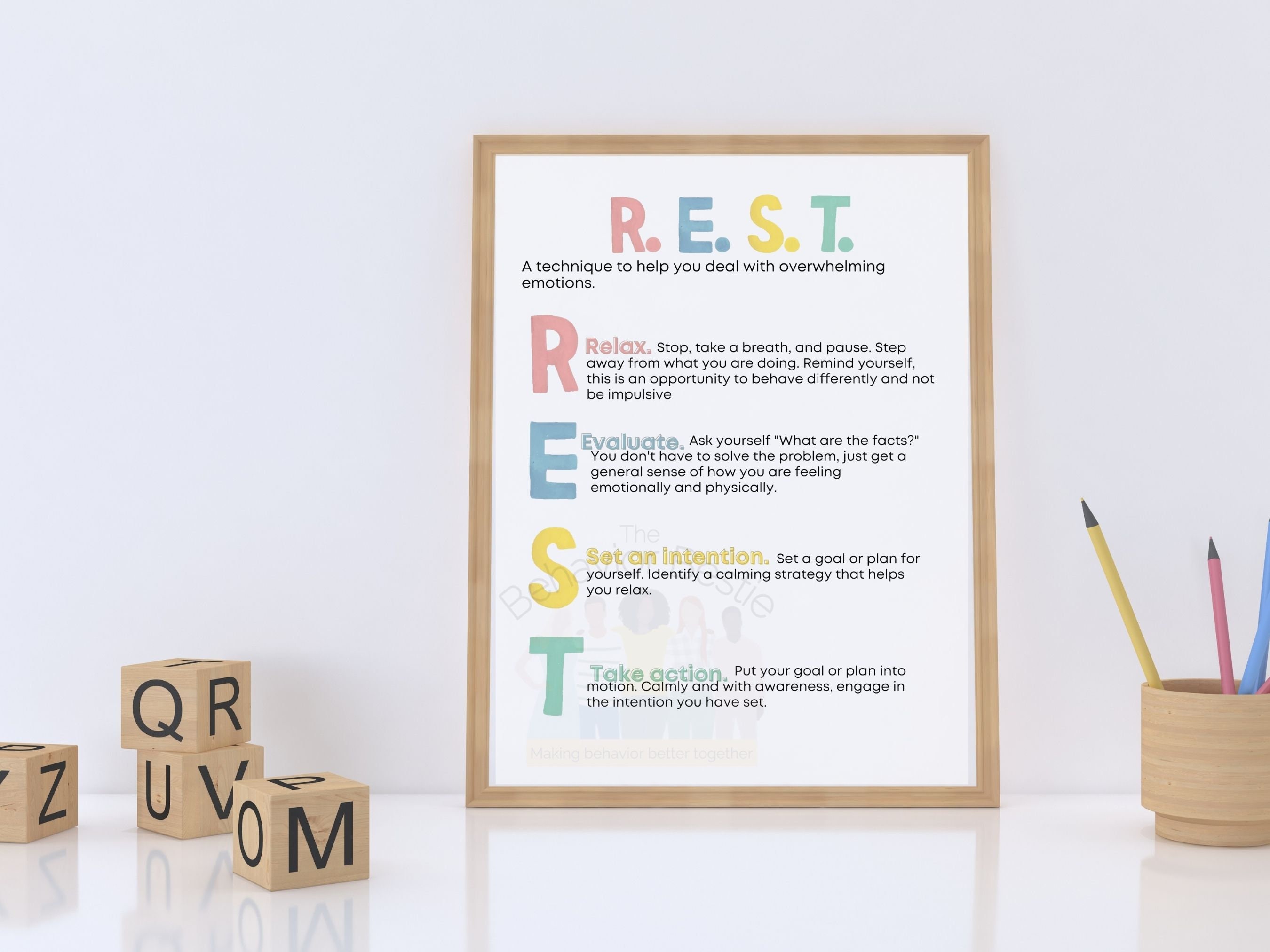 REST Technique Print: Calming DBT Skill, Counselor Decor (digital ...