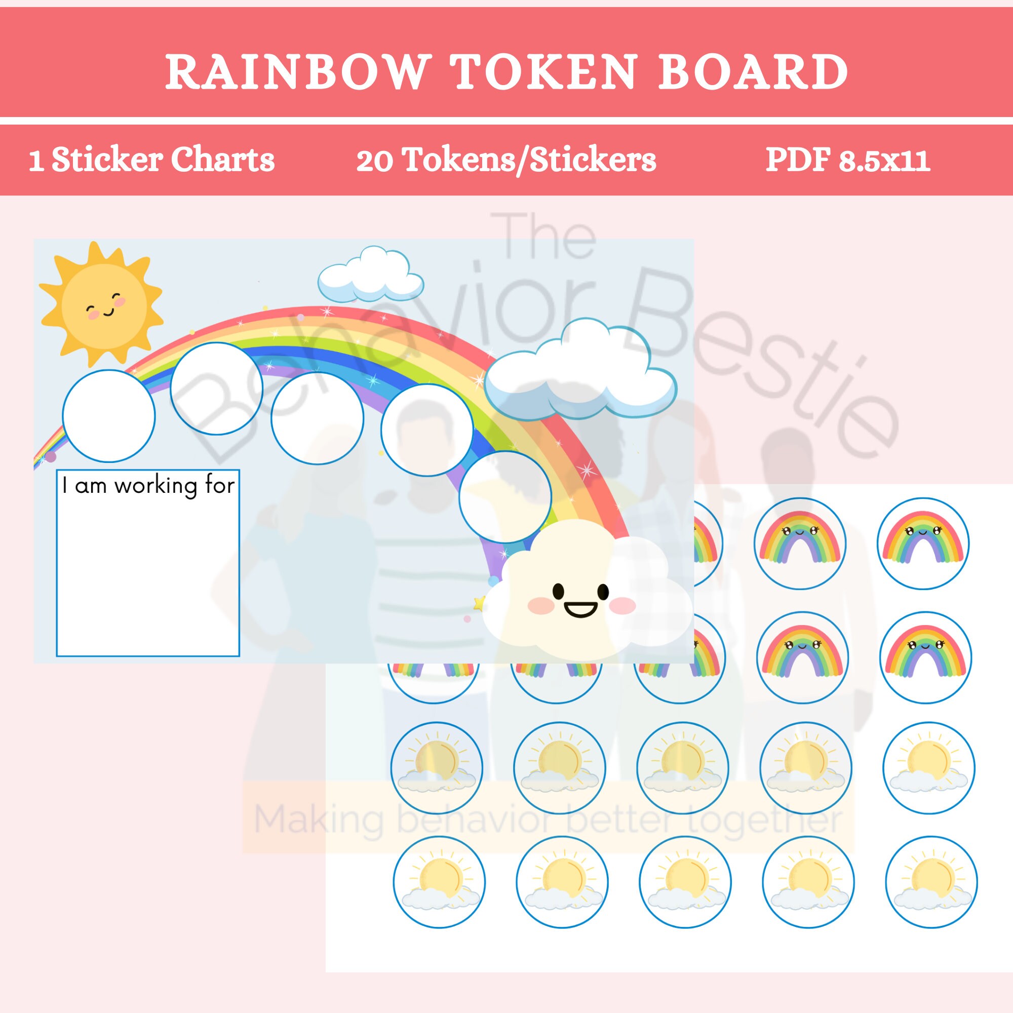 Rainbow Token Board, Rainbow Reward Chart for Kids, Autism Visual ...