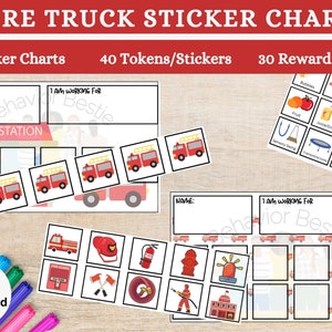 Fire Truck Sticker Chart | Fire Truck Token Board Behavior Management ...