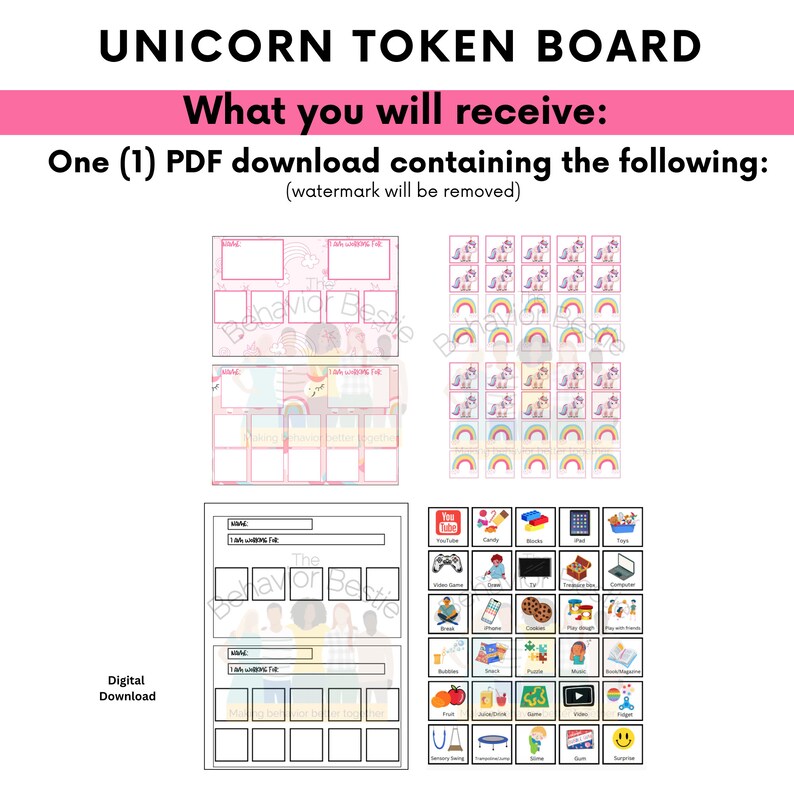Unicorn Token Board/digital Reward Chart/instant Download Token Board ...